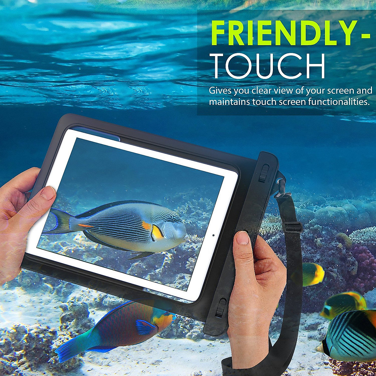 MoKo Waterproof Tablet Case, Tablet Pouch Dry Bag for iPad Mini 6, iPad 9, iPad 9.7 6/5/4/3/2, iPad Pro 9.7, iPad Air 5 10.9/3/2, Samsung Tab S4/ S3/ S2/Tab A 9.7, Galaxy Note 8, Tab E 9.6