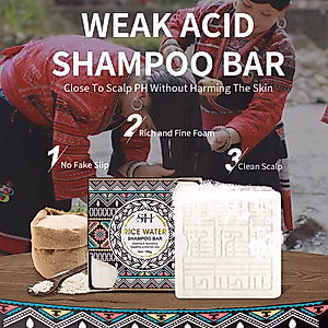 gowwim Rice Water Shampoo and Conditioner for Hair Growth - 2 in 1 Longsheng Shampoo Bar for Hair Loss, Dry/Damaged Hair, pH Balanced, Safe Pure Natural, 100g/3.5oz