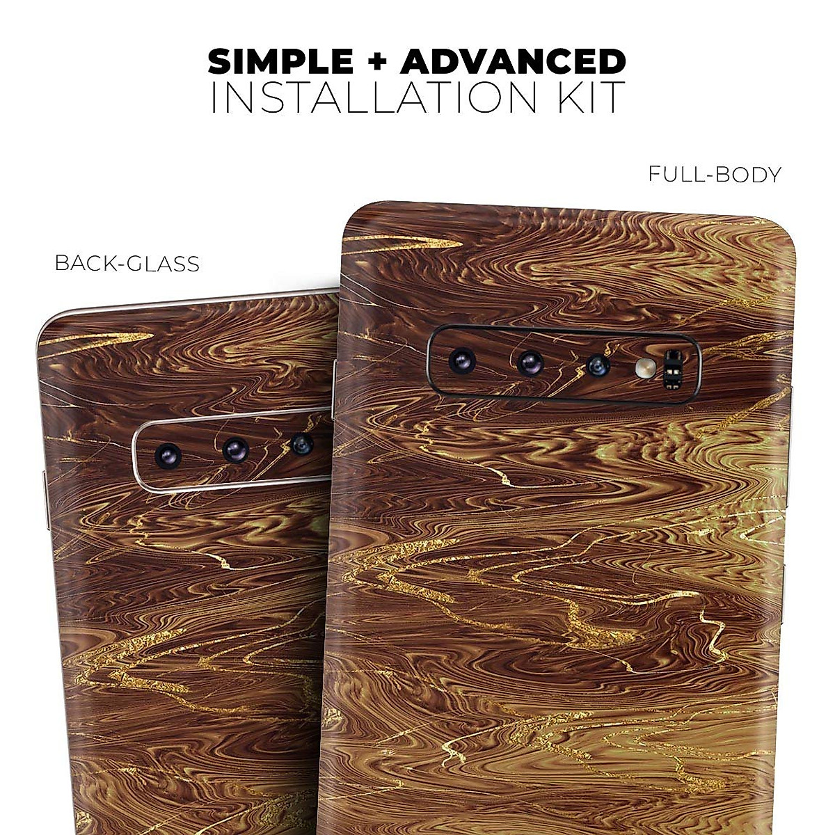 DesignSkinz Molten Gold Digital Foil Swirl V9 Protective Vinyl Decal Wrap Skin Cover Compatible with The Samsung Galaxy S20 (Screen Trim & Back Glass Skin)