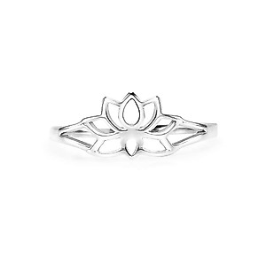 SILVERLINE JEWELRY - 925 Sterling Silver Lotus Flower Yoga Fashion High Polished Band Ring, Size 5