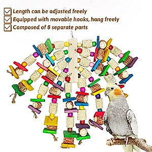 PINVNBY Large Bird Parrot Chewing Toy Parrot Cage Bite Toys Multiple Wood Blocks Bird Toy Natural Wooden Tearing Toy for Cockatoo African Grey Cockatiel Conure and Medium Parrot (Corn)