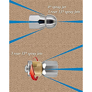 Twinkle Star Sewer Jetter Kit for Pressure Washer -100 ft Hose, 1/4 Inch NPT, Drain Cleaning Hose, Button Nose & Rotating Sewer Jetting Nozzle, Orifice 4.0, 4.5, 5.5, 4000 PSI