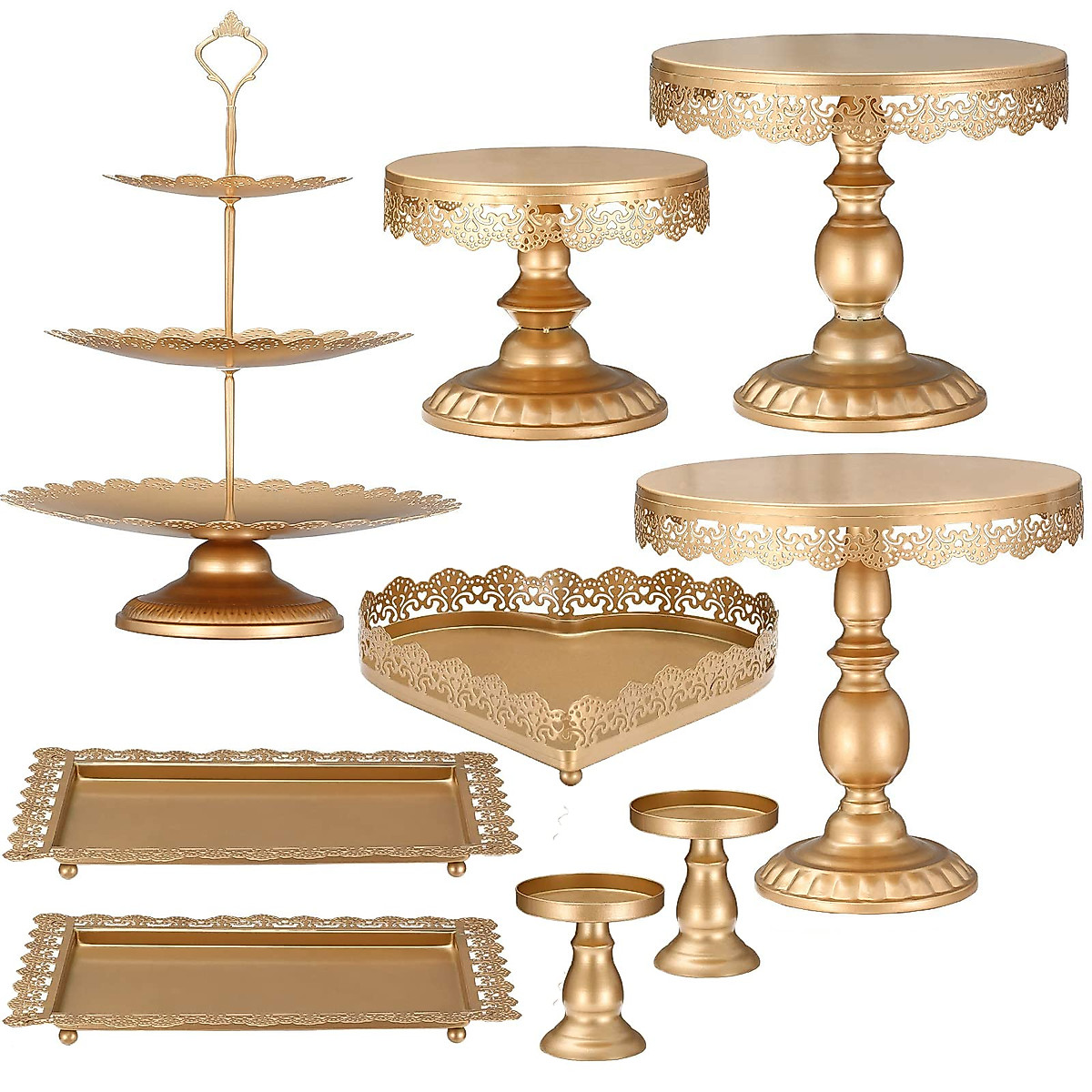 9Pcs Dessert Table Decorations Stands,Cake Stands for Dessert Table,Metal Gold Cake Stand Set for Wedding Graduation Party Dessert Table Baby Shower Birthday Anniversary Christmas