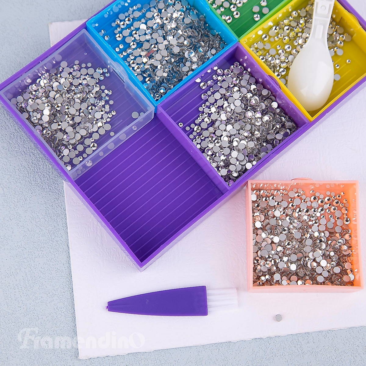 Framendino, 9 Pack Diamond Art Painting Bead Trays Plastic Bead Sorting Tray Organizer Storage Containers for Rhinestones Beads DIY Craft Tool