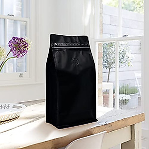 Resealable Coffee Bags, 50Pcs Stand Up Coffee Pouches with Valve and Side Zipper, Black Aluminum Foil Storage Bags for packaging food (1 LB, 16 oz)