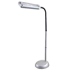 daylight24 402039-05 Full Page 8 x 10 Inch Magnifier LED Illuminated Floor Lamp, Silver