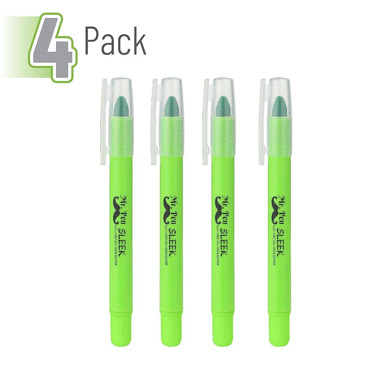 Mr. Pen No Bleed Gel Highlighter, Bible Highlighters, Green, Pack of 4