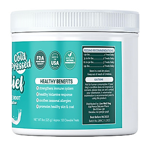 Live Well Dog Allergy Relief Soft Chews for Dogs - Anti Itch Supplement - Apple Cider Vinegar, Licorice Root, Valerian Root, and Colostrum - Soft Chews for Skin & Seasonal Allergies - 120 Count