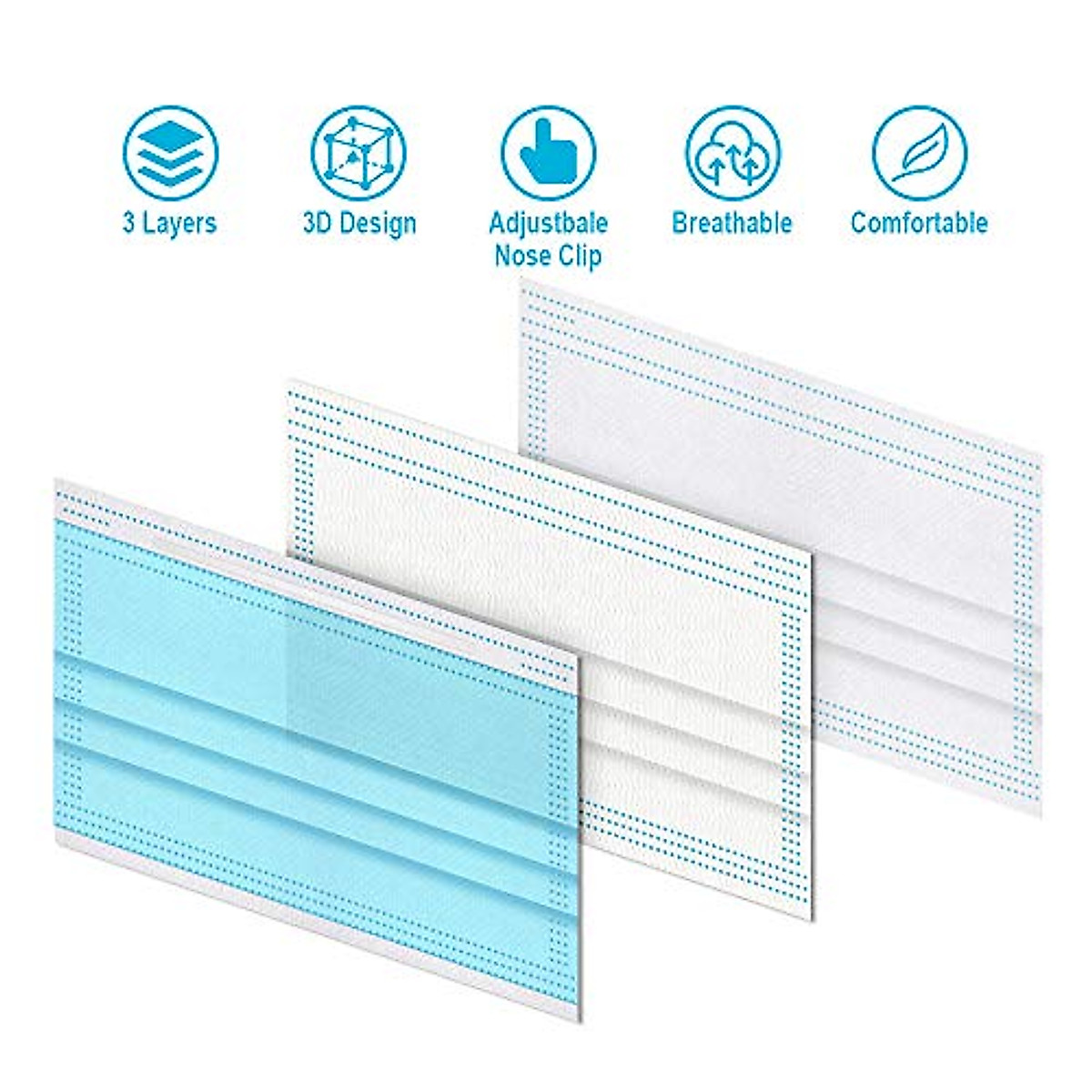 Comix Disposable Face-Mask with 3-Layer Disposable Face Masks, Pack of 50