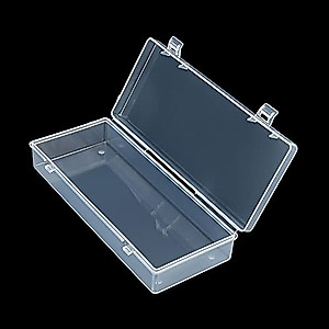 LJY 10 Pieces Rectangular Empty Mini Clear Plastic Organizer Storage Box Containers with Hinged Lids (6.1 x 2.6 x 1.2 inch, Transparent)