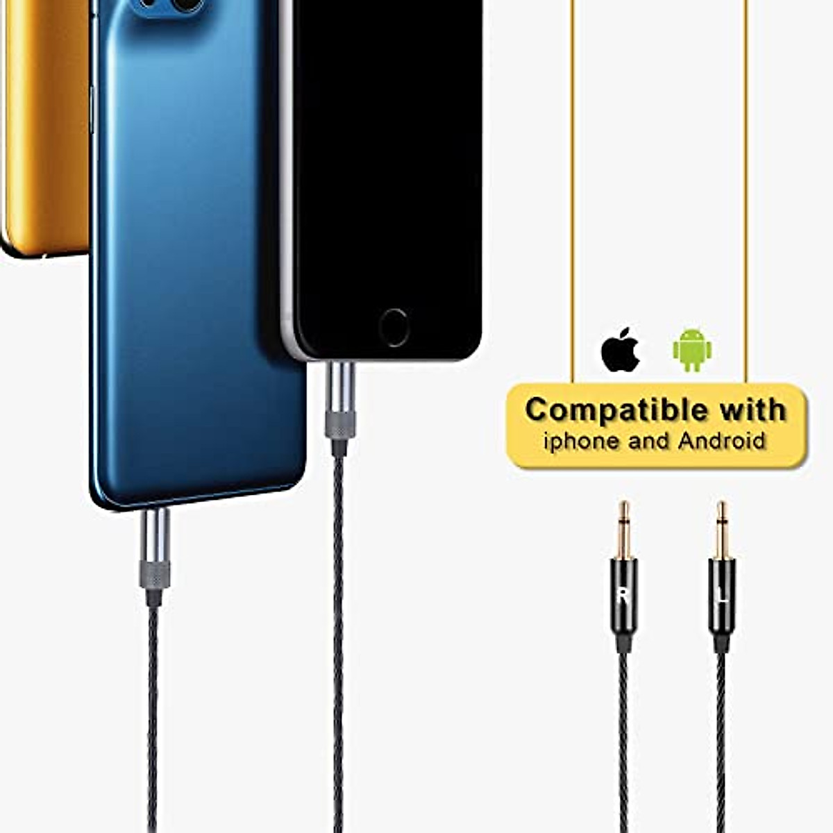 Saipomor Replacement Audio Cable HD212 Cord Compatible with Sennheiser HD202 HD497 HD437 HD447 HD212 pro, EH250 EH350 Headphones