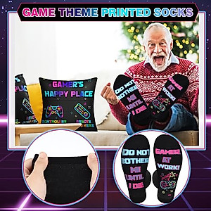 Pickmesh 12 Pcs Gamer Gifts Gaming Gifts for Men Father Him Video Box Include Pillow Cover Tumbler Socks Coaster Keychain for Boyfriend Husband Birthday