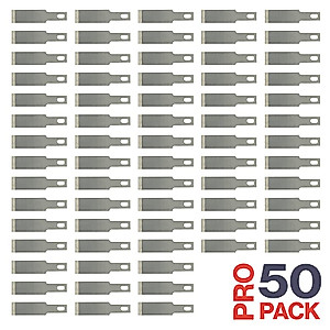 Excel Blades Chisel Replacement Blades, Set of 50 Carbon Steel Blades for Precision Cutting & Trimming, Multi-Purpose Professional, Hobby, and Crafting Tools