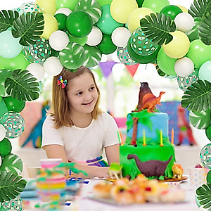 Dinosaur Birthday Party Decorations Supplies, Dinosaur Balloons Arch Garland Kit 40" Foil Dino Balloons Happy Birthday Banners Cake Topper for Jungle Dinosaur Birthday Baby Shower Party for Boys Kids
