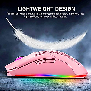 Pink Gaming Keyboard and Mouse,3 in 1 Rainbow LED Backlit Wired Mechanical Keyboard Blue Switch,RGB 6400 DPI Lightweight Gaming Mouse with Honeycomb Shell Gaming Mouse Pad for PC Gamers(Pink)