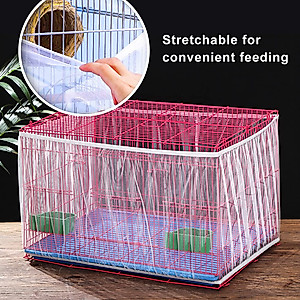 Chihutown Bird Cage Seed Catcher Skirt, Bird Cage Mesh Net Cover, Parakeet Cage Skirt, Bird Cage Cover Seed Catcher for Round Square Cages (White)