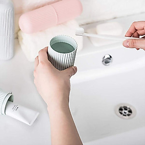 DOBMIT Travel Toothbrush Holder Case, 2 Pack Portable Toothbrush Cup for Travel/Business Trip/Outdoor Camping