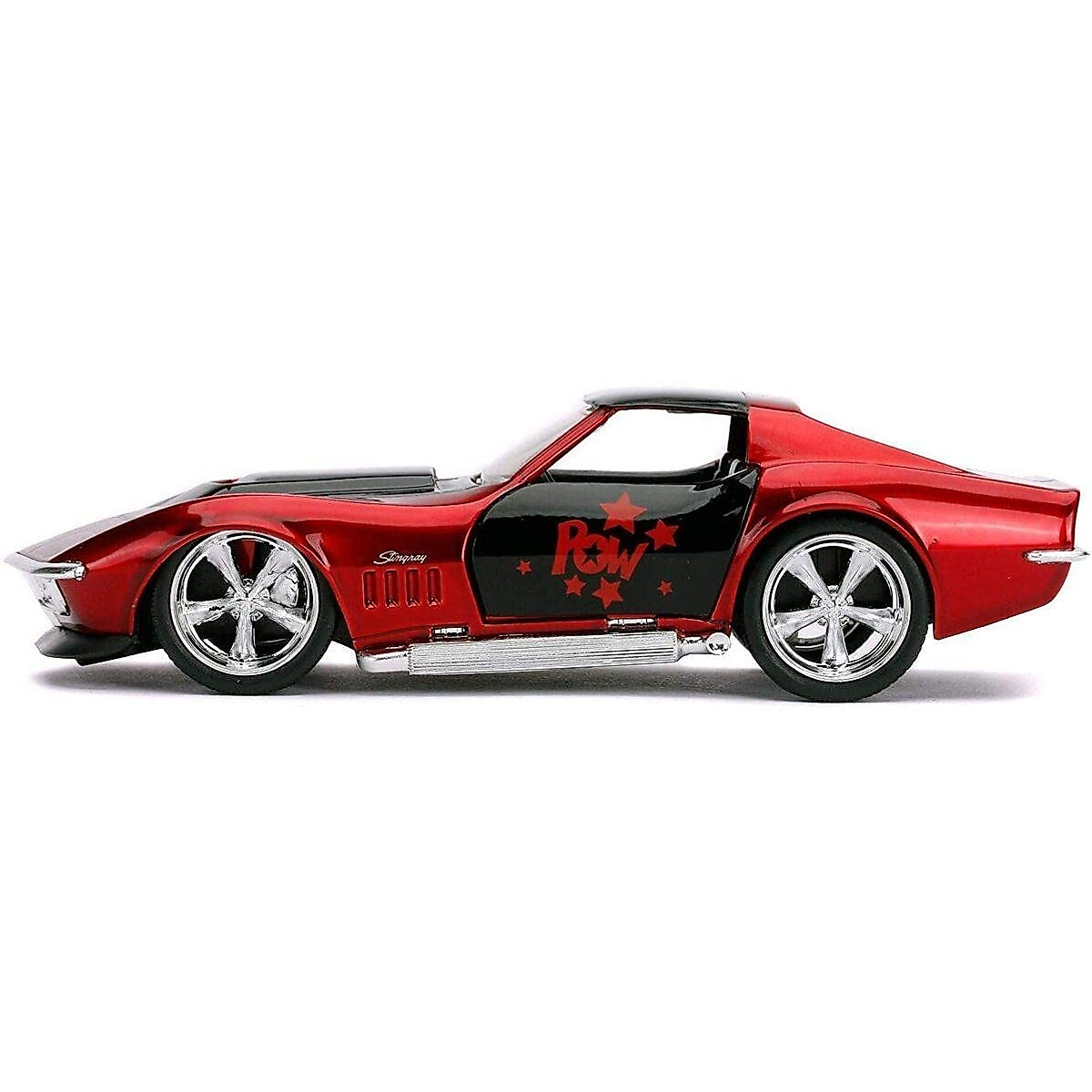 Jada Toys DC Comics 1:32 Harley Quinn 1969 Chevy Corvette Stingray Die-cast Car, Toys for Kids and Adults