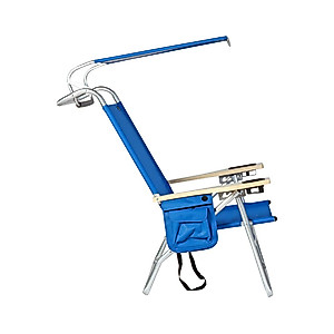 Deluxe 4 Reclining Positions Lightweight High Aluminum Beach Chair with Canopy Shade for Adults, Drink Holder, Storage Pouch