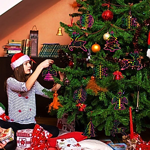 48 Pcs Christmas Scratch Art for Kids, Snowman Elk Rainbow Scratch Paper Angel Bell Christmas Crafts for Kids Christmas Party Favors Supplies Gifts DIY Decoration