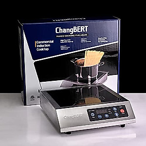 ChangBERT Induction Cooktop 1800W NSF Certified Commercial Grade Durable Countertop Burner Pro Chef Professional 18/10 Stainless Steel Housing Schott Glass 10-Hour Timer