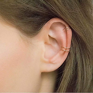 M MOOHAM Nose Rings for Women, 20g Gold Hoop Earring Surgical Steel Hypoallergenic Hinged Small Nose Ring 20 Gauge 8mm Septum Lip Ring Cartilage Hoop Earring Conch Piercing Jewelry