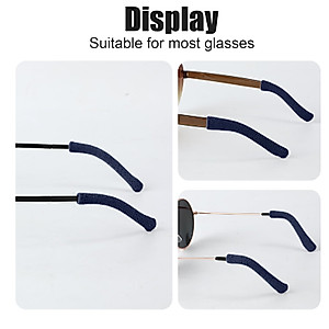 PEUTIER 4pcs Eyeglass Ear Cushions, Knitted Cotton Anti Slip Temple Pads Eyeglass Temple Tips Eyeglass Ear Pads Eyewear Retainer Glasses Arm Sleeve for Sunglasses Glasses Reading Glasses (Navy Blue)