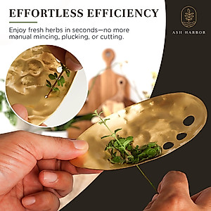 Handmade Brass Herb Stem Stripper – Herb Stripper Tool with 7 Hole Sizes – Shred & Catch Herbs & Greens - 5.5 x 3.5 In. Herb Stripper Bowl-Shaped Herb Cutter Tool – Household Essentials by Ash Harbor