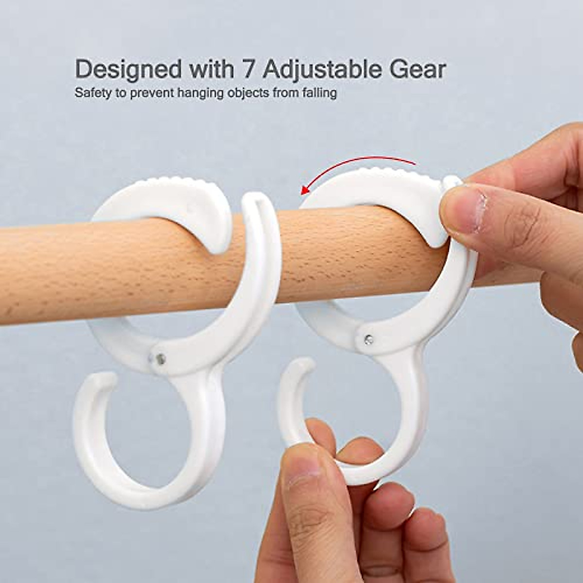 WWW 20 Packs Organizer for Closet - S Hooks- Plastic Hanging Hooks with Safety Adjustable Gear Purse Hangers for Closet which Saves Space Windproof Hook