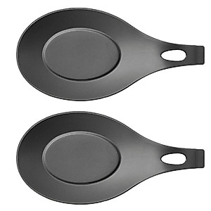 Cabilock 2pcs Silicone Spoon Mat Cooking Spoon Holder Metal Spoon Rest Soup Ladle Holder Large Spatula Holder Cutlery Rest Chopstick Silicon Utensils Tablespoon Silica Gel Food Grade
