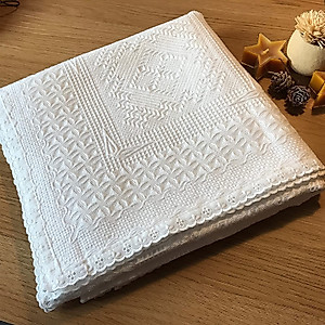 Soullytag 100% Cotton Baby Blanket/Shawl for Newborn Baby (White) - Swaddle Blanket - Baby Gift - Christening Baptism Blanket - English Embroidery