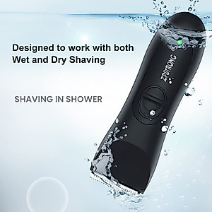 Body Hair Trimmer for Men Pubic, Electric Groin Hair Trimmer, Waterproof Wet and Dry Clipper, Ultimate Male Hygiene Ball Shaver, Safe Replaceable Ceramic Blade Head, USB Charged and Quiet