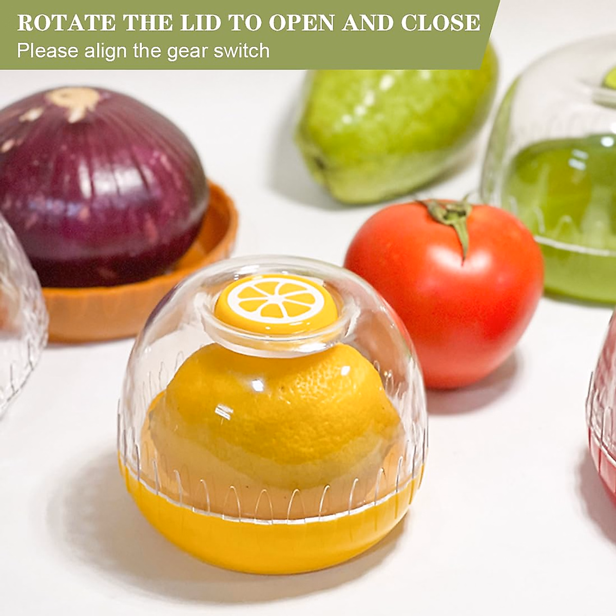 LINXIU Vegetable and Fruit Storage Containers for Fridge Reusable Lemon Holder Organizer Avocado Shaped Storage Food Saver Keepers 2 Pack