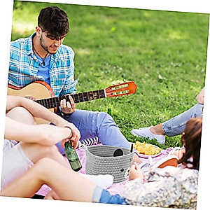 FONDOTIN Cotton Rope Storage Basket Woven Basket Baby Storage Bin Laundry Basket for Baby Cat Baskets Sundries Basket Baby Nursery Organizers Grey Storage Organizer No Lid Basket Manual