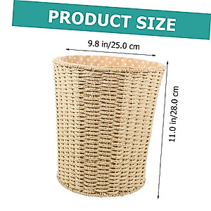 STOBAZA Hamper Straw Trash Basket Weaving Wastebaskets Little Waste Basket Decorative Baskets Kitchen Waste Fruit Storage Basket Rattan Toilet Paper Bin Office Trash Can Wicker Paper Rope