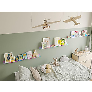 Fixwal 15 Inch Nail Polish Rack Wall Mounted Shelf, 6 Pack Clear Rainbow Iridescent Clear Acrylic Floating Display Shelves, Wall Mounted Rack for Nail Techs, Kids Wall Shelves, Display for Wall