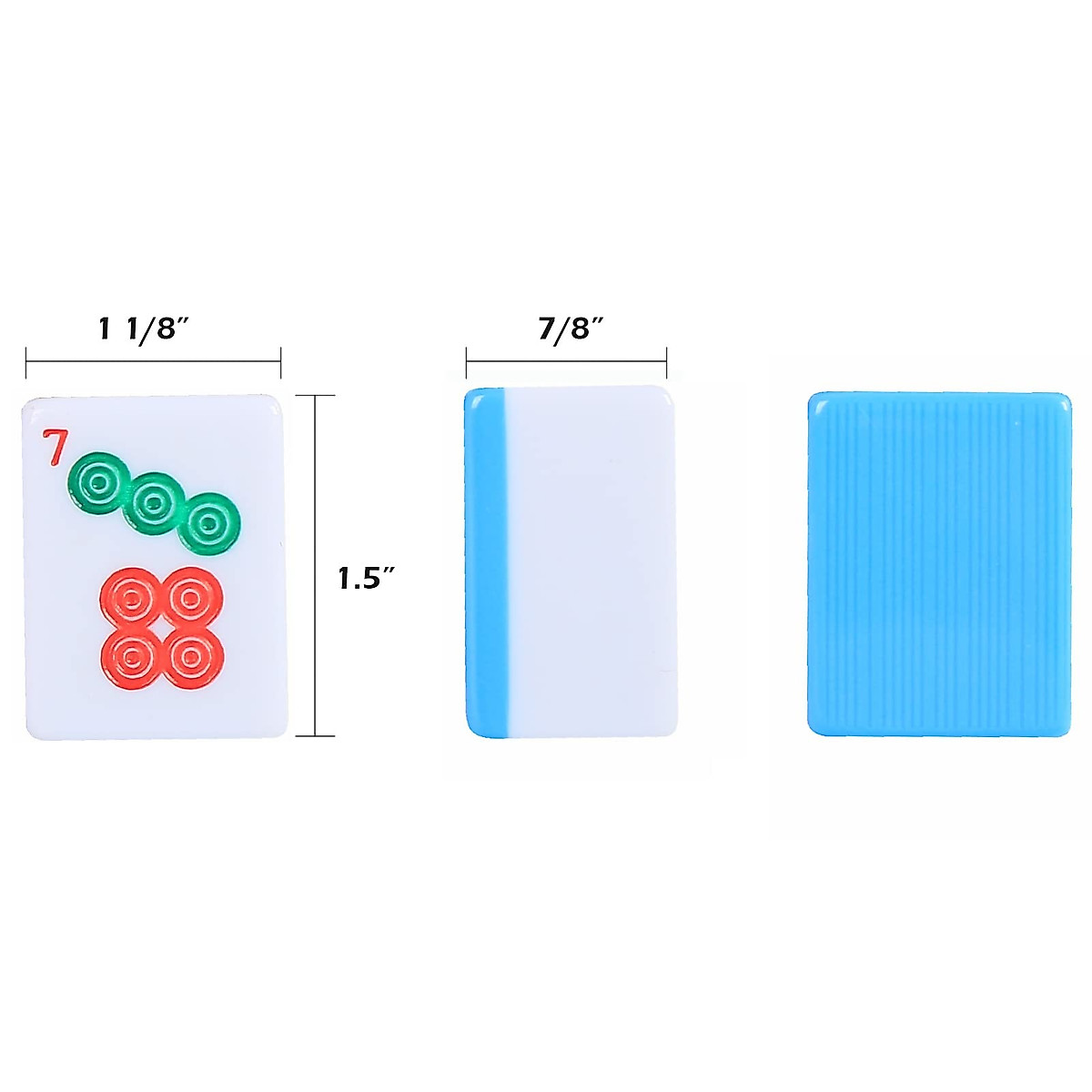 GUSTARIA Chinese Mahjong Set, Mahjong Game Set with 146 Numbered Large Tiles (1.5", Blue), Mahjongg Tiles Set with Brown Carrying Case (Mah Jongg, Majiang)