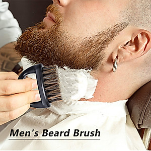 Akamino 4 Pack Beard Brush for Men - Men's Beard Brush With Round Plastic Handle and Soft Boar Bristles For Beard Oil Styling & Grooming