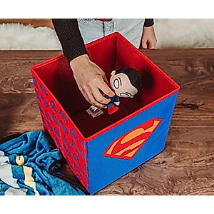 DC Comics Superman Logo 11-Inch Storage Bin Cube Organizers, Fabric Basket Container, Cubby Cube Closet Organizer | Comic Book Superhero Toys, Gifts And Collectibles