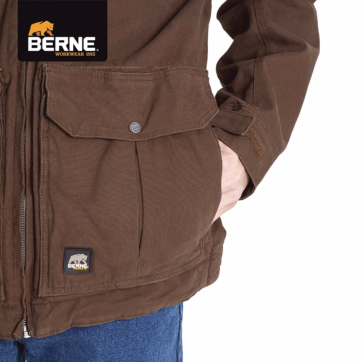 Berne Men's Echo One One Concealed Carry Jacket, Medium Regular, Bark