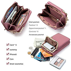 KINOUCHI Small Crossbody Bags Phone Purse for Women, PU Leather Shoulder Bag - Removable and Disassemble Shoulder Strap with Card Slot