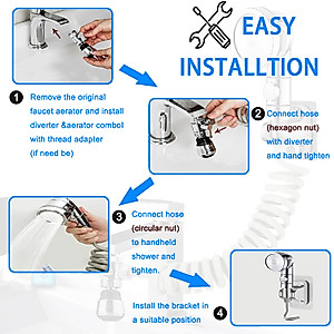 MOSELNY Sink Faucet Sprayer Attachment,Pet Shower Sprayer with 118" Spring Hose,ON/Off Shower Head, Faucet Sprayer Adapter with Aerator for Pet Shower, Hair Washing for Utility Sink,Bathtub