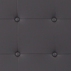 EMMA + OLIVER Button Tufted Upholstered Twin Size Headboard in Gray Vinyl