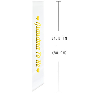 Grandma to be Sash, White Satin with Gold Font with Heart, Best Baby Shower Decorations Grandmother Gifts, Baby Boy Or Girl Neutral