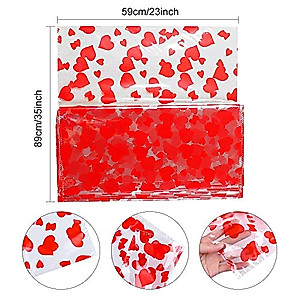 MIAHART 20 Pieces Mother's Day Valentine Large Basket Bags with 20 Pieces Bows Ribbon 23 x 35 Inches Cellophane Bags Heart Printed Cellophane Wrap for Baskets, Weddings, Bridal or Baby Showers