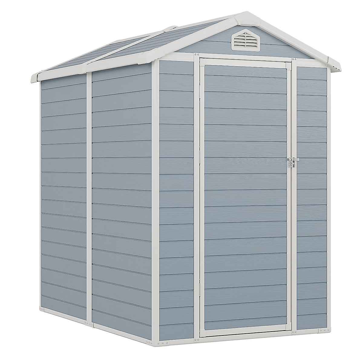 Jolydale 6’x4’ Outdoor Storage Resin Shed, Resin Utility Tool Shed Storage House with Lockable Door, for Backyard, Patio, Garden Bikes and Pool Accessories, Grey