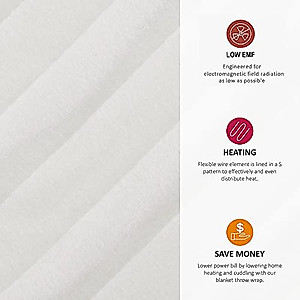 Beautyrest Fleece Electric Blanket Heated Throw Wrap Super Soft Hypoallergenic with Auto Shutoff-3-Setting Controller, 50 x 60 in, Ivory