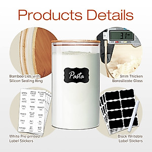 HomArtist Glass Jars with Bamboo Lids 180oz X2 & 96oz X2 & 79oz X3 & 53oz X4 [Set of 11], Glass Canisters with Airtight Lids, Glass Food Storage Containers