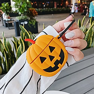 Airpods Case,New Pumpkin Lantern Case for Airpods 1&2, Airpods Accessories Shockproof Protective Premium Silicone Cover and Skin for Apple Airpods Charging Case
