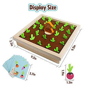 Skrtuan Montessori Toys for Toddlers 3 4 5 Years Old Boys Girls Baby, Wooden Toy Carrot Harvest Game, Educational Toys Shape Sorting Matching Puzzle, Memory Game Fine Motor Skill Gifts for Kids 3-5